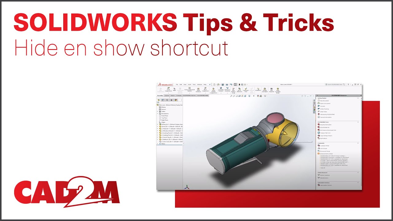 SOLIDWORKS Tips & Tricks: Hide en show shortcut - YouTube
