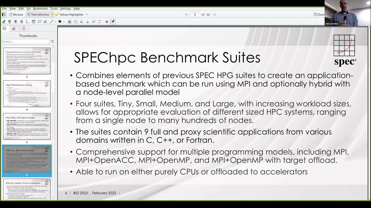 BID23 - Overview of SPEC HPC Benchmarks and Details of the SPEChpc 2021 ...