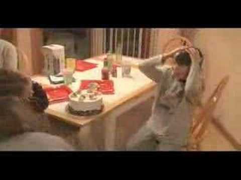 Dog eats cake