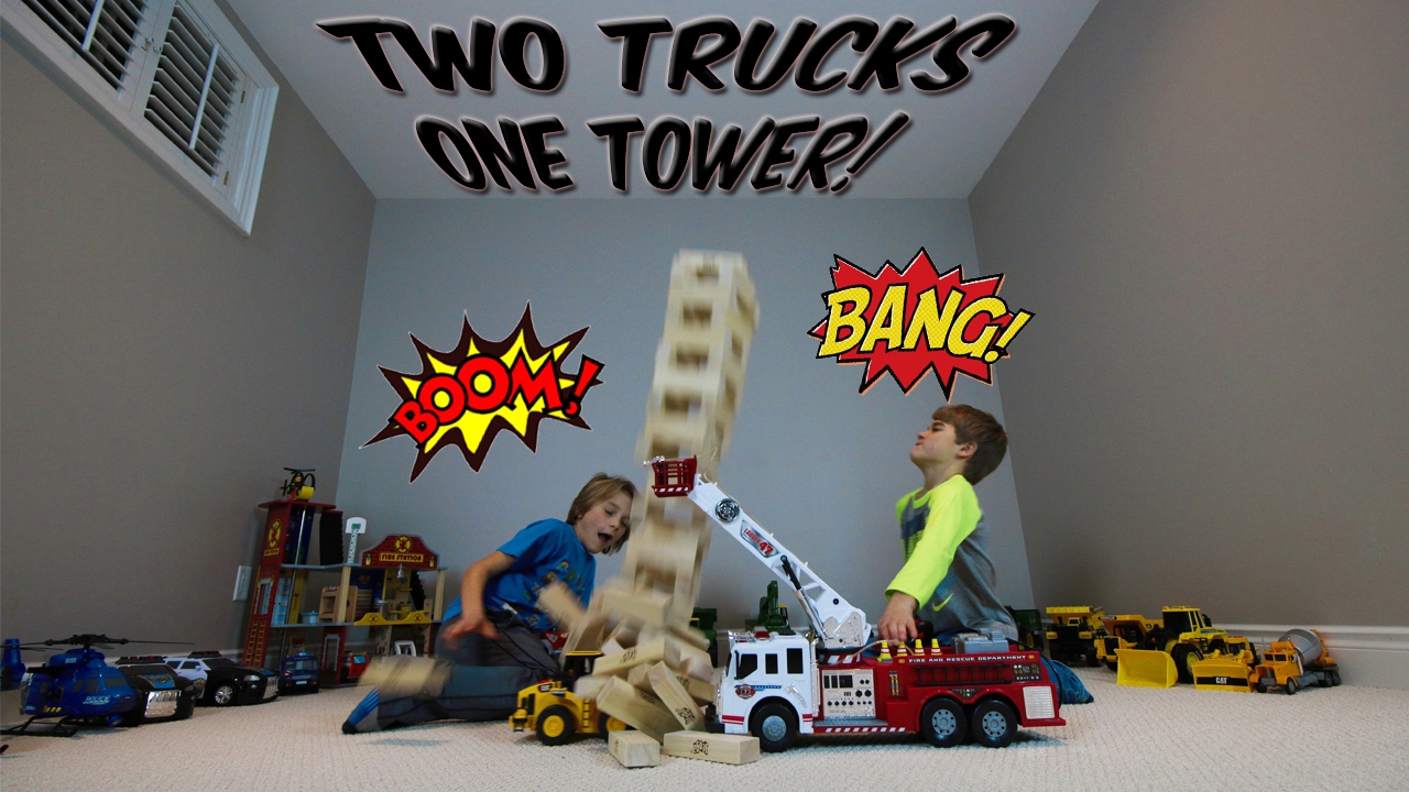 Fire Truck smashing down a Tower - YouTube