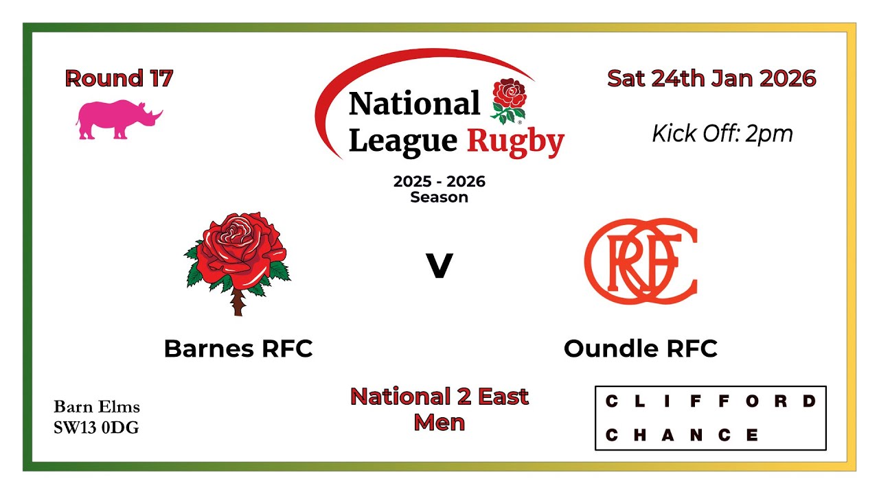 1st XV Men - Barnes RFC 15 v 21 Oundle RFC | 24 January 2026 - YouTube