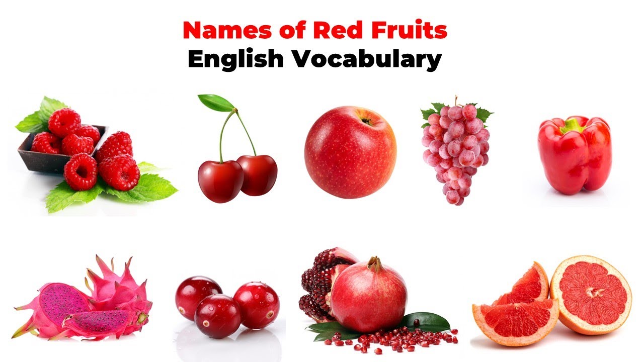 Names of red fruits | Learn red fruit names with pictures | Learn ...