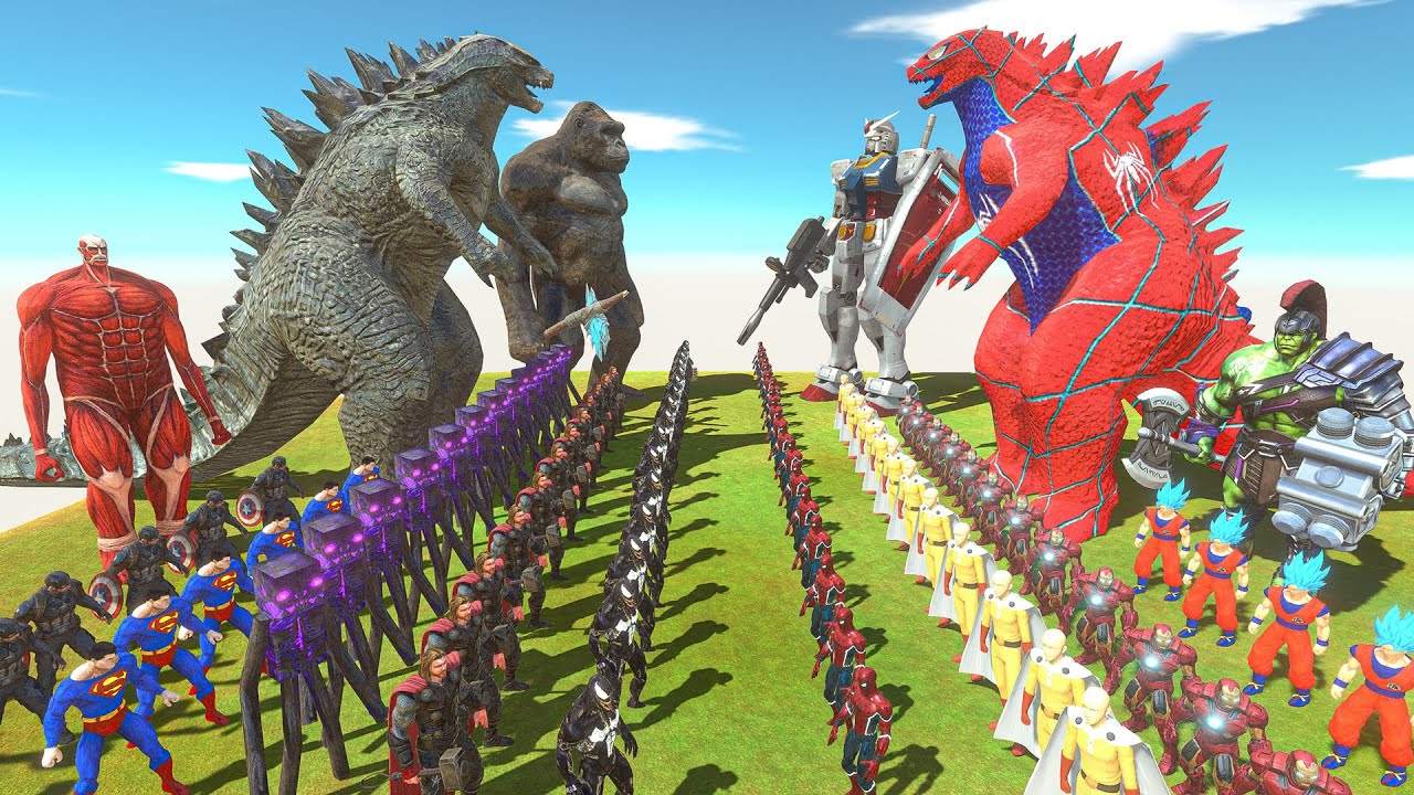 Colossal Titan x Superman + Godzilla x Kong Vs SpiderZilla x Gundam ...