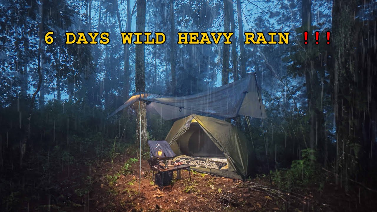 Wild HEAVY RAIN Camping in 6 Days‼️Wild Camping in Heavy Rain with ...