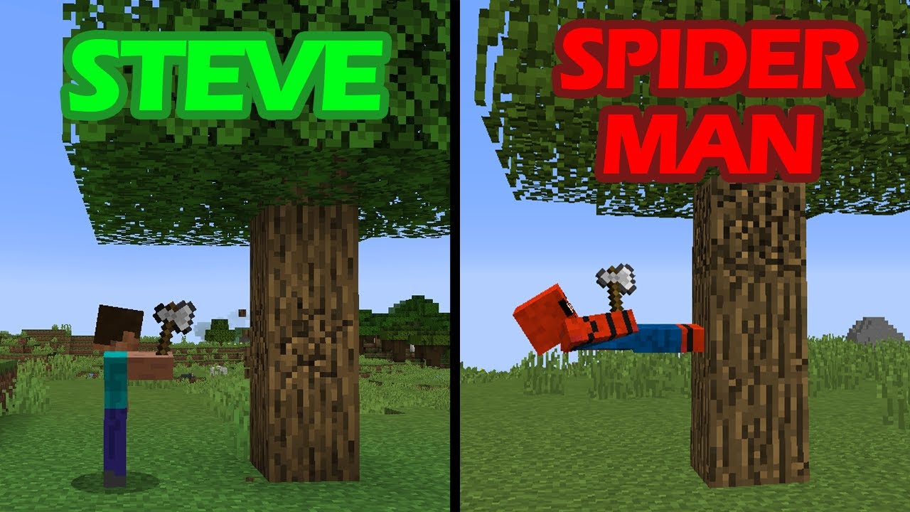 how steve and spider-man play minecraft - YouTube