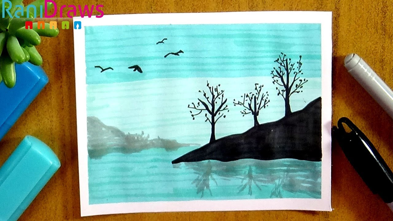PAISAJE EN 4 MINUTOS CON MARCATEXTOS - Paso a paso - YouTube