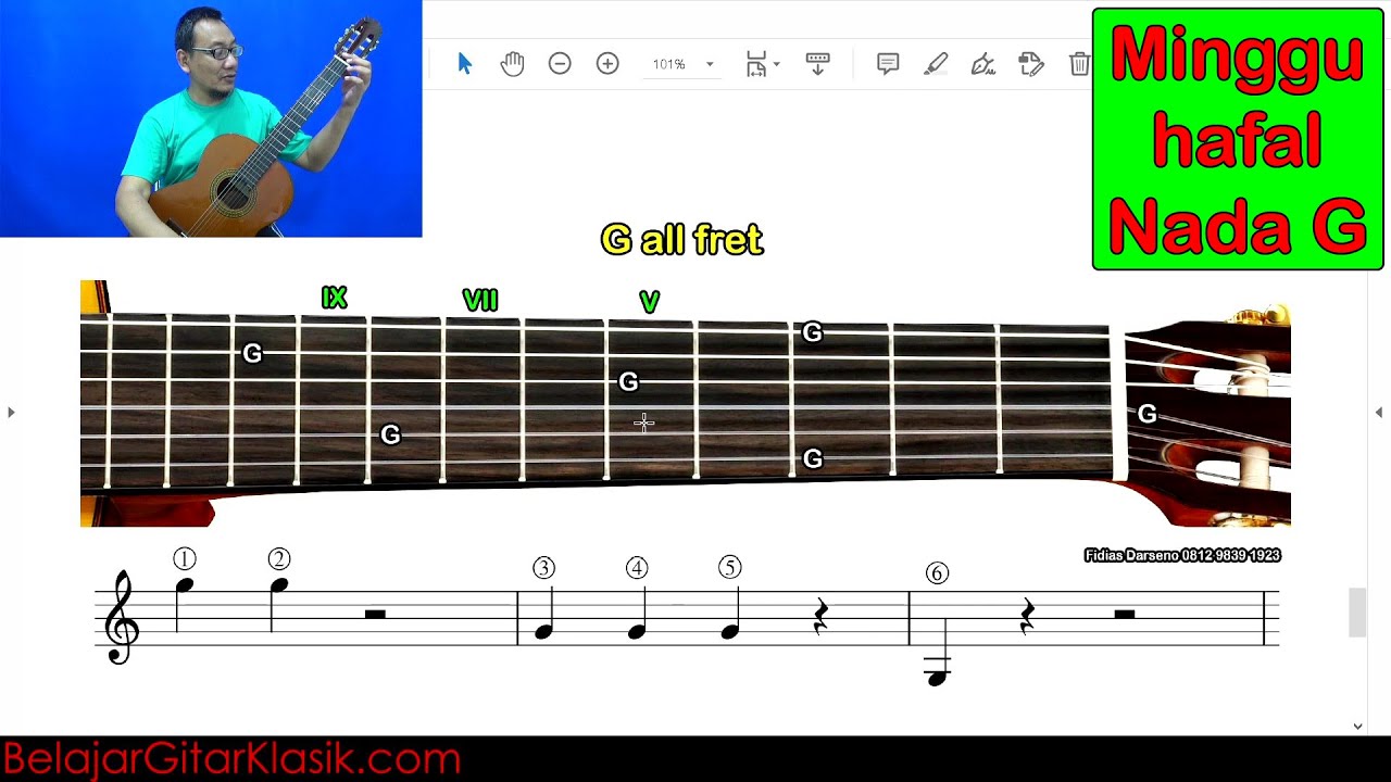 Hafal Seluruh Fretboard Dalam 7 Hari - Nada G - Belajar Gitar Klasik ...