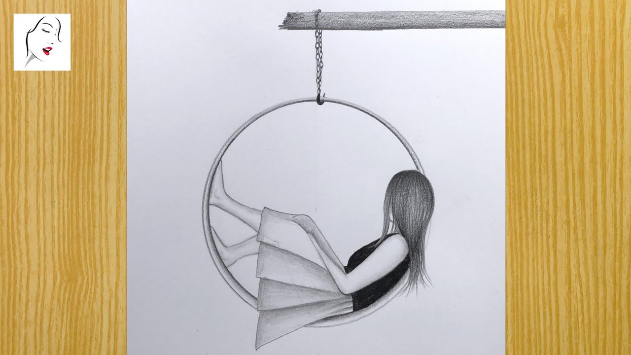 A Girl with Circle Drawing | How to draw a girl | Girl Drawing | Pencil ...