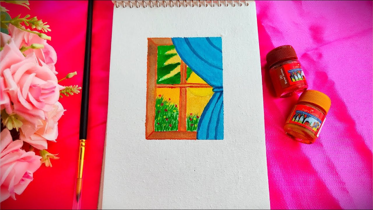 View From The Window Painting || Acrylic Painting For Beginners - YouTube