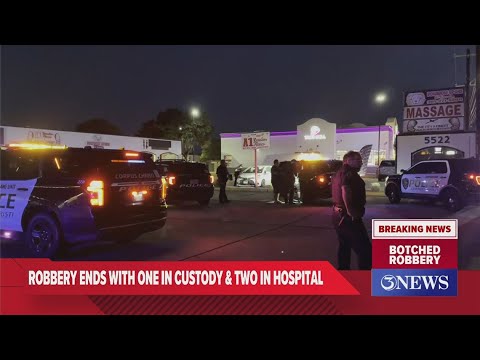 1 in custody, two in hospital after robbery ends with a shooting - YouTube