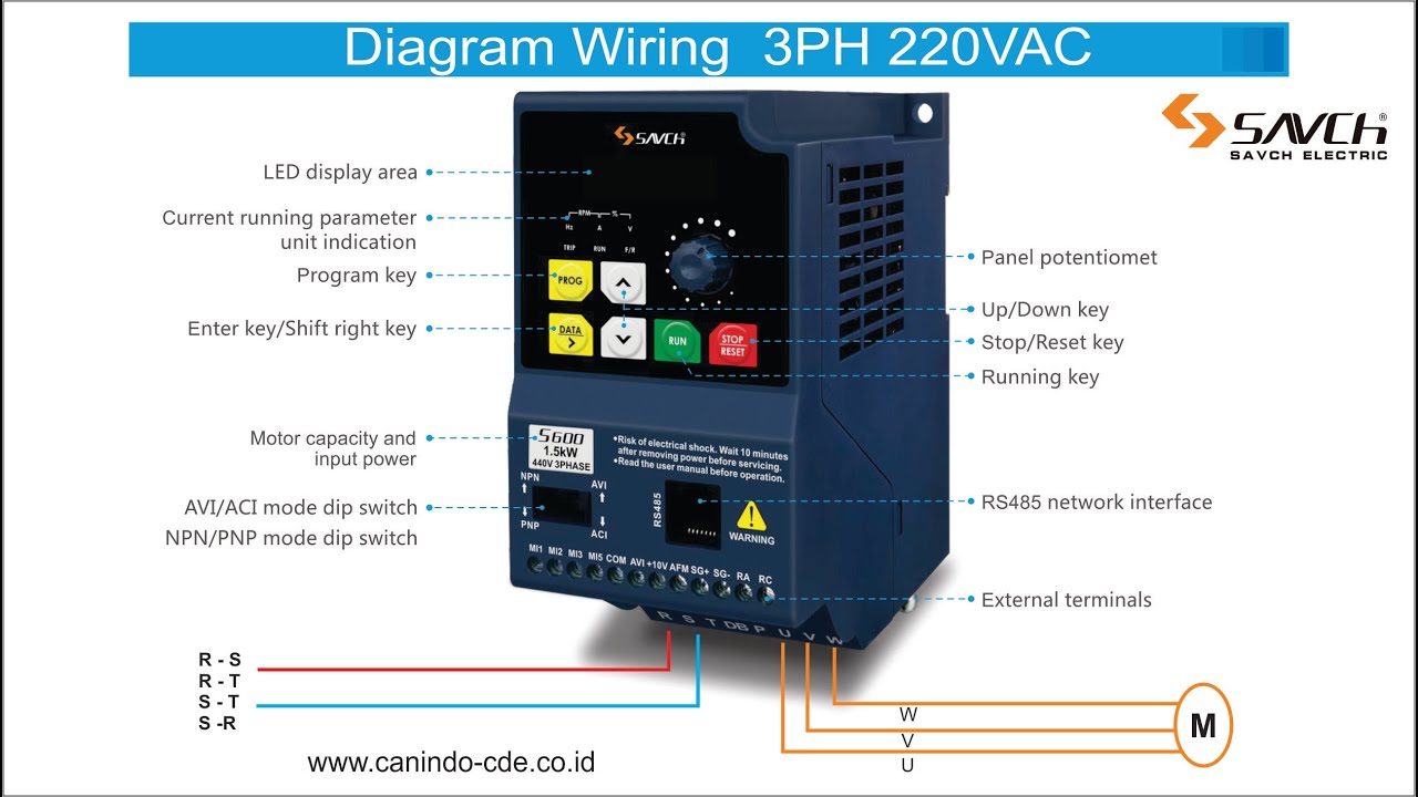 Wiring Diagram Savch Inverter 1 Phase 220VAC - YouTube