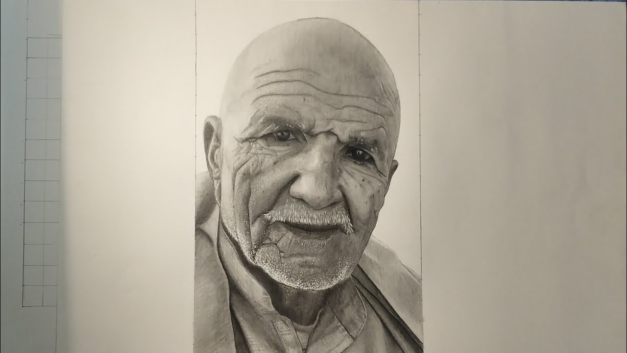 Old Man Hyper Realistic Step by Step Drawing Tutorial in Hindi ...