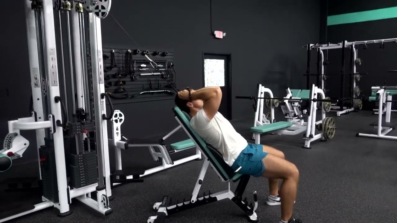 Crunch - Incline - High Pulley - YouTube