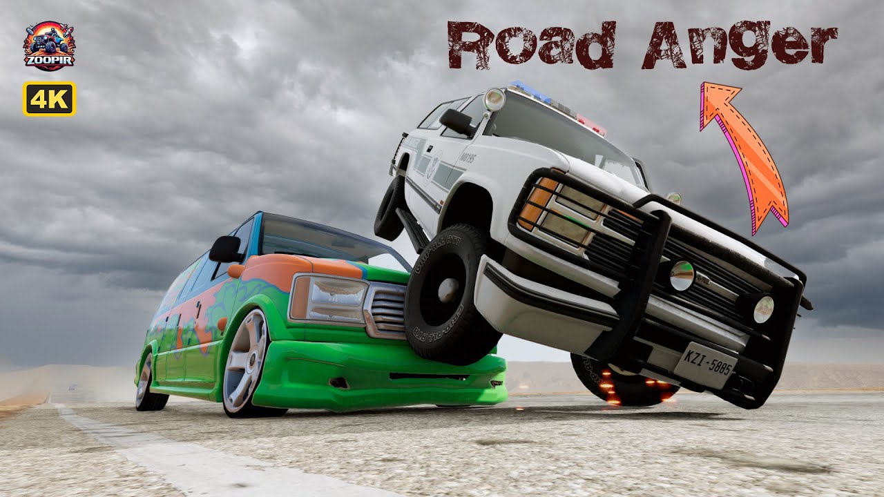 BeamNG Drive - Cars vs Angry Cop Car #03 (Road Anger) - YouTube