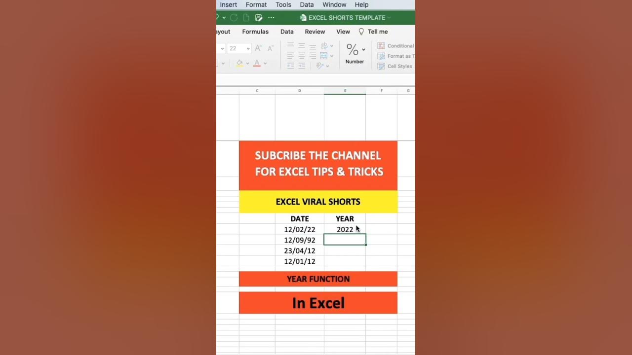 Excel YEAR Function Tutorial: How to Extract Year from Date with #exceltips #tutorial - YouTube