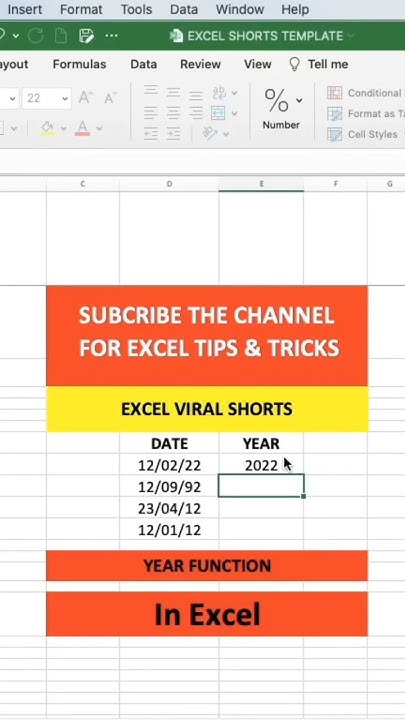 Excel YEAR Function Tutorial: How to Extract Year from Date with #exceltips #tutorial - YouTube