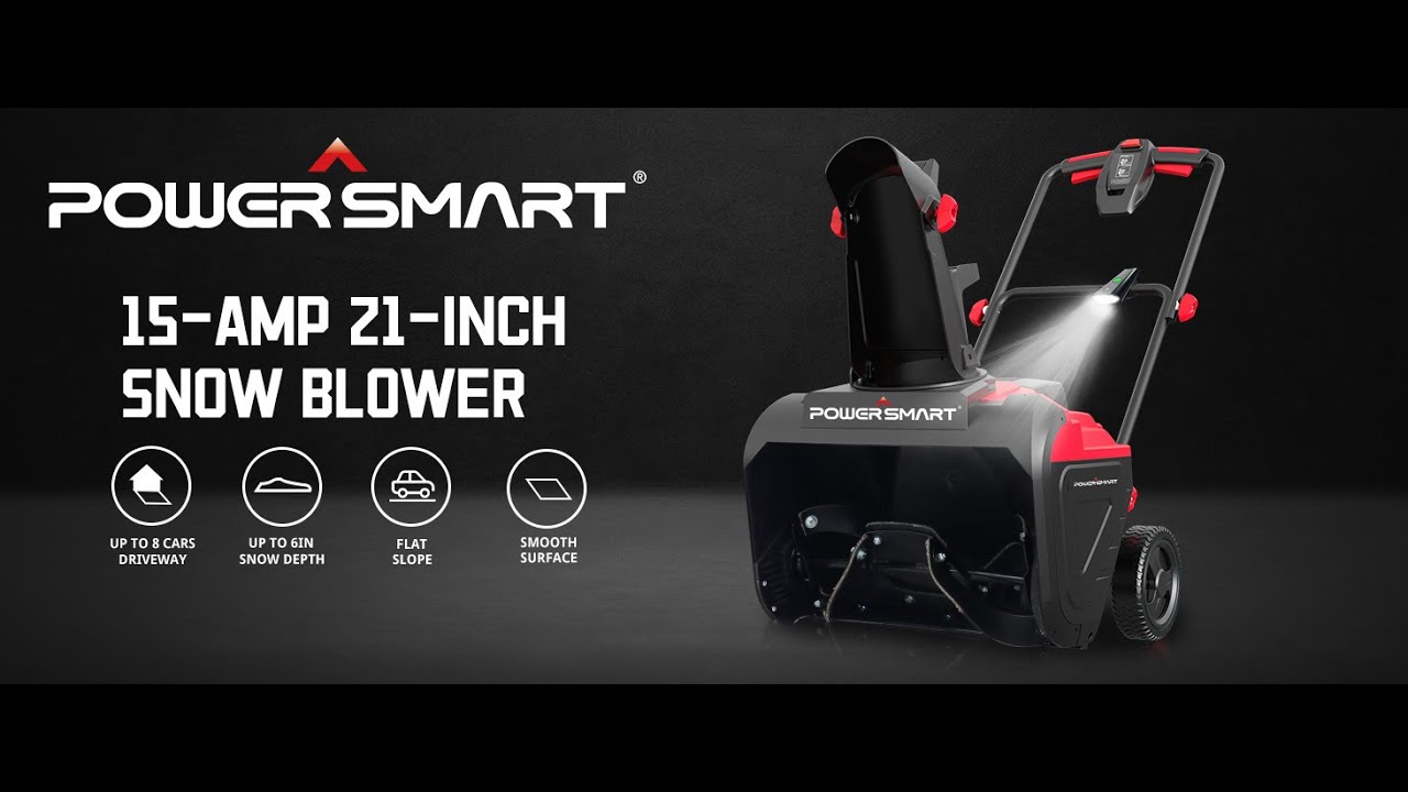 PowerSmart 21" Corded Snow Blower with LED Light - YouTube