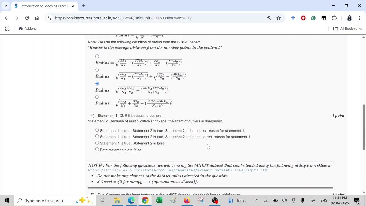 NPTEL || Introduction to Machine Learning || IIT Madras || Week 10 Quiz Answers || Jan-Apr 2025 ...