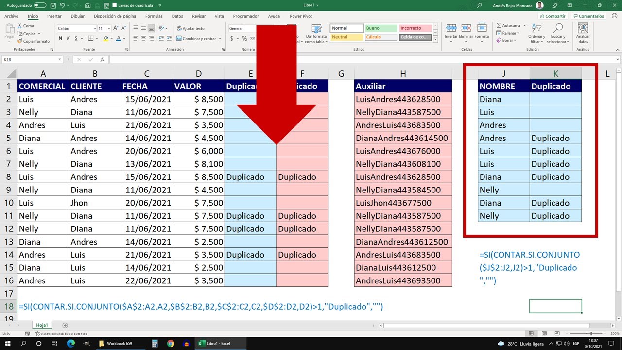 Encontrar las Filas Duplicadas o Repetidas en un Rango con uno o varios ...
