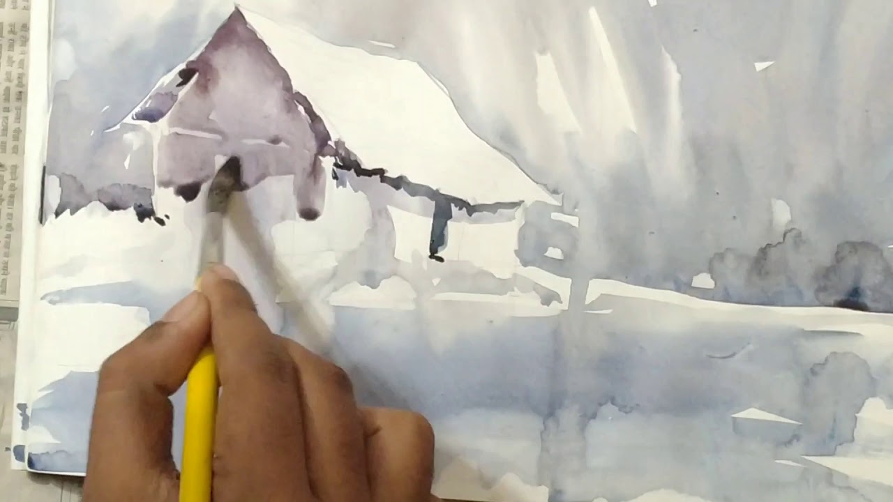Monochrome water colour for beginners 2nd step - YouTube