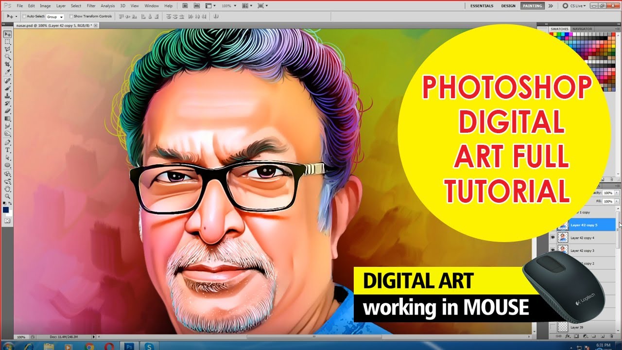Actor Nazar Digital Art Mouse User Full Tutorial | Photoshop Tutorial ...