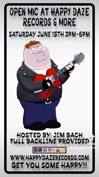 Mark Your Calendars! June Open Mic at Happy Daze Records! 🤘😎🤘# ...