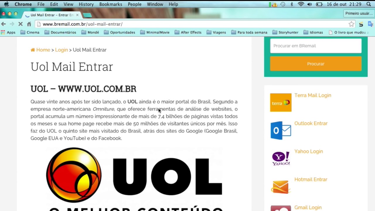Como Entrar no Email Quer acessar O Gmail, Hotmail ou Outlook Veja como ...