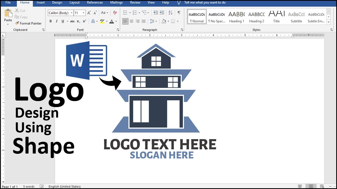 Ms Word Tutorial:- Temple Logo Design Using Shape in Microsoft Office ...