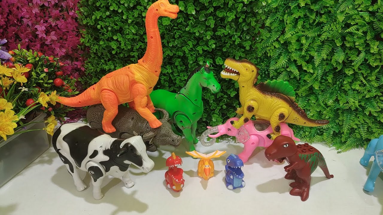 รีวิวไดโนเสาร์ ช้าง ม้า วัว ควาย สัตว์สีต่างๆ Buffalo cow elephant ...