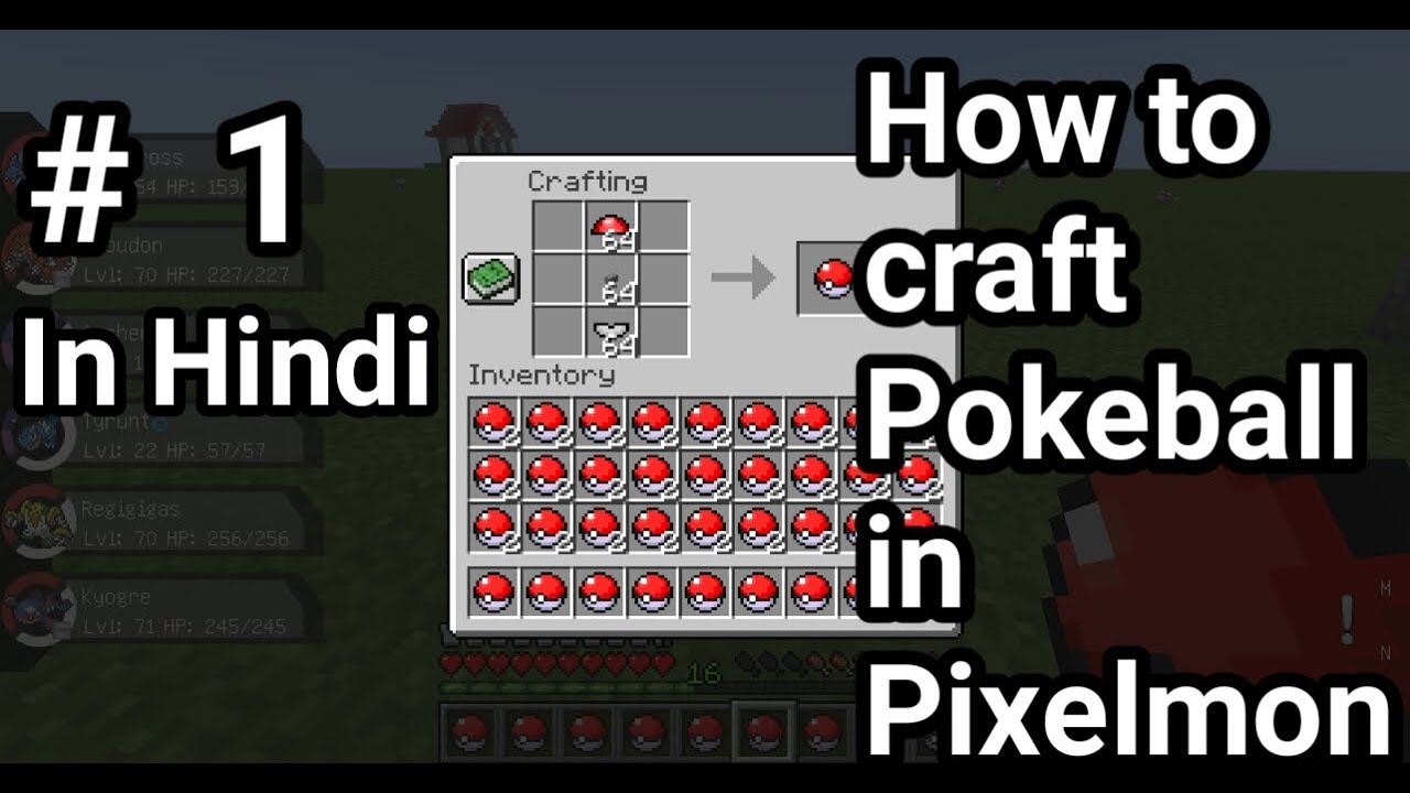 Minecraft Pixelmon Tutoriol #1 (How to make pokeballs ) in Hindi - YouTube