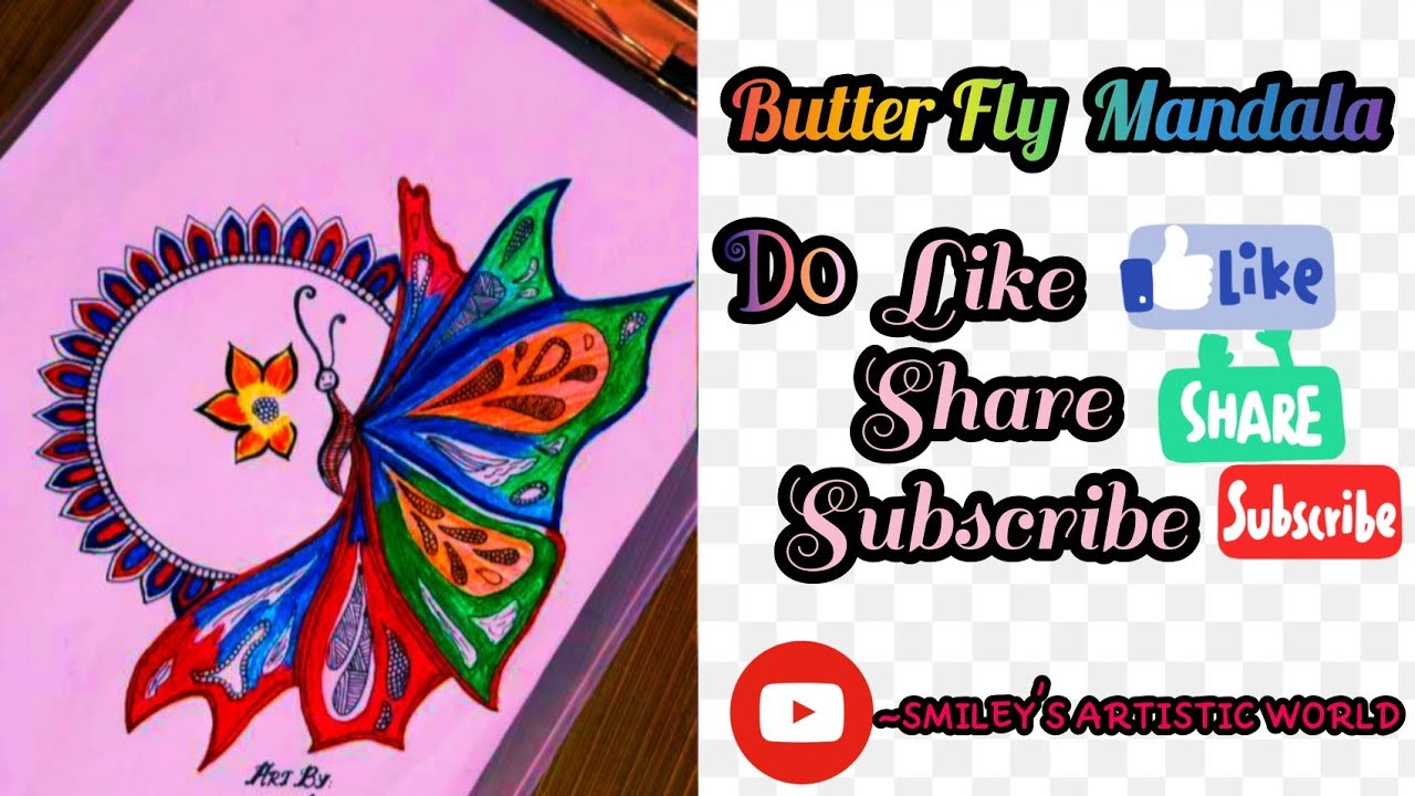 BUTTER FLY MANDALA|HOW TO DRAW MANDALA FOR BEGINNERS|SMILEY'S ARTISTIC ...