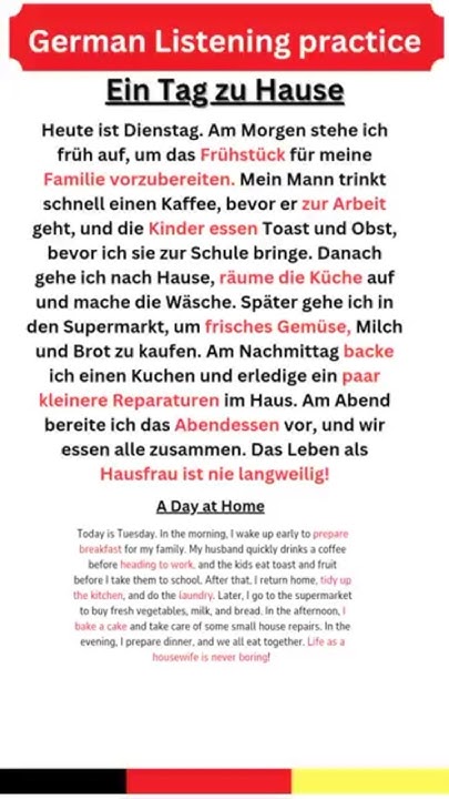 Basic German listening practice A1-A2 German Level #germanlevela1 - YouTube