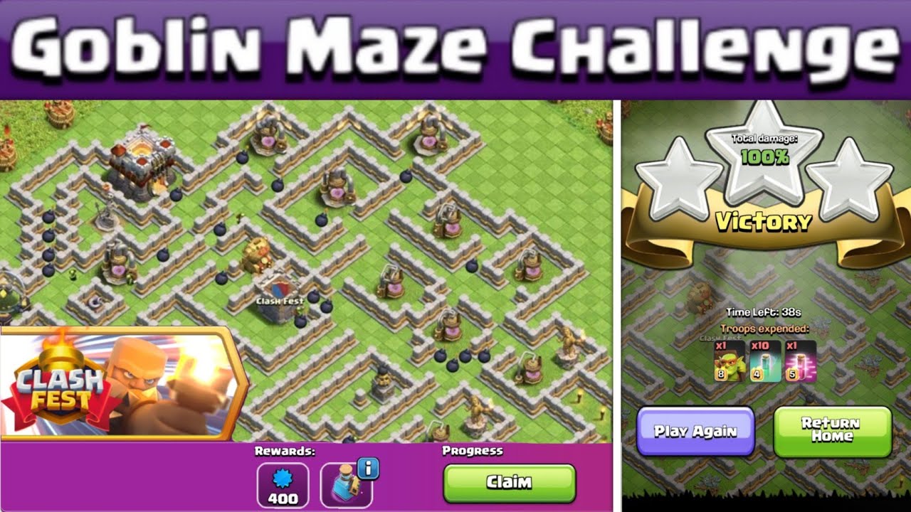 Goblin Maze Challenge || EASY way to 3 Star Goblin Maze Challenge #coc ...