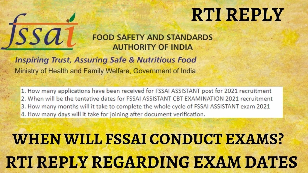 FINALLY GOT RTI REPLY FROM FSSAI REGARDING FSSAI ASSISTANT EXAMINATION ...
