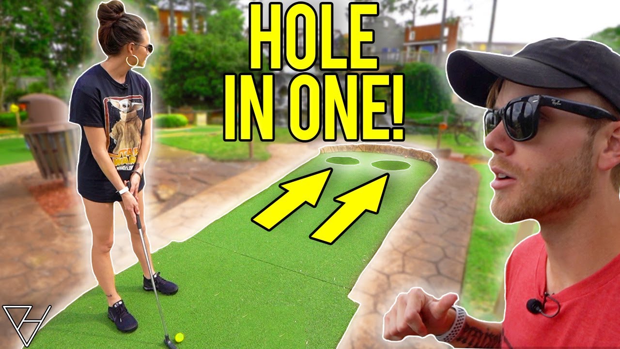 We Both Get A Mini Golf Hole In One at Celebration Station! - YouTube
