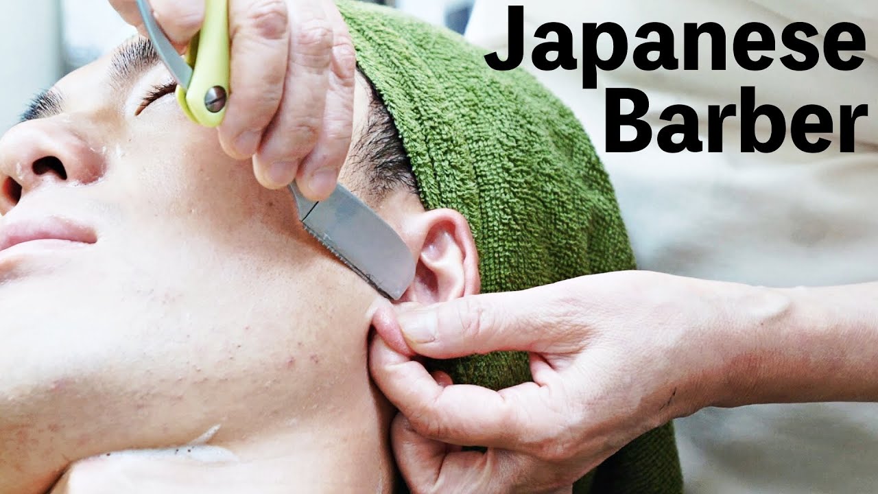 🇯🇵 Ear Shave / Straight Razor Face Shaving by an Japanese Women Barber ...
