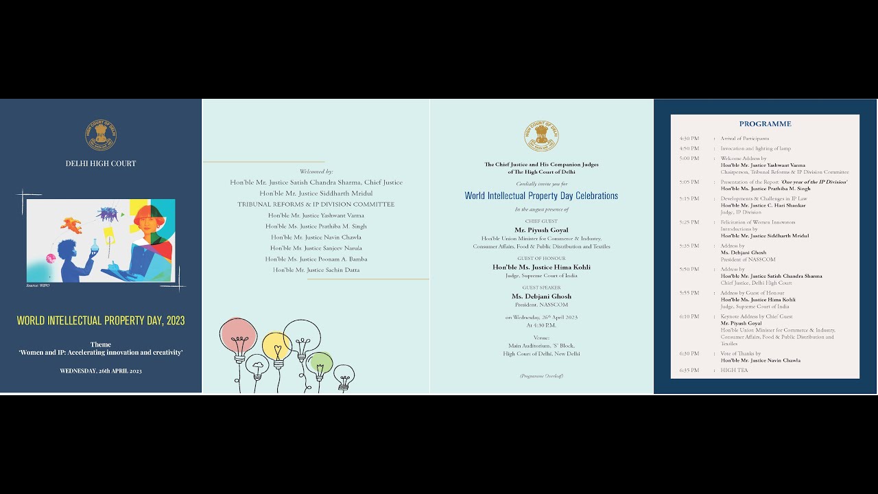 WORLD INTELLECTUAL PROPERTY DAY, 2023 on 26-04-2023 at 4:30PM - YouTube