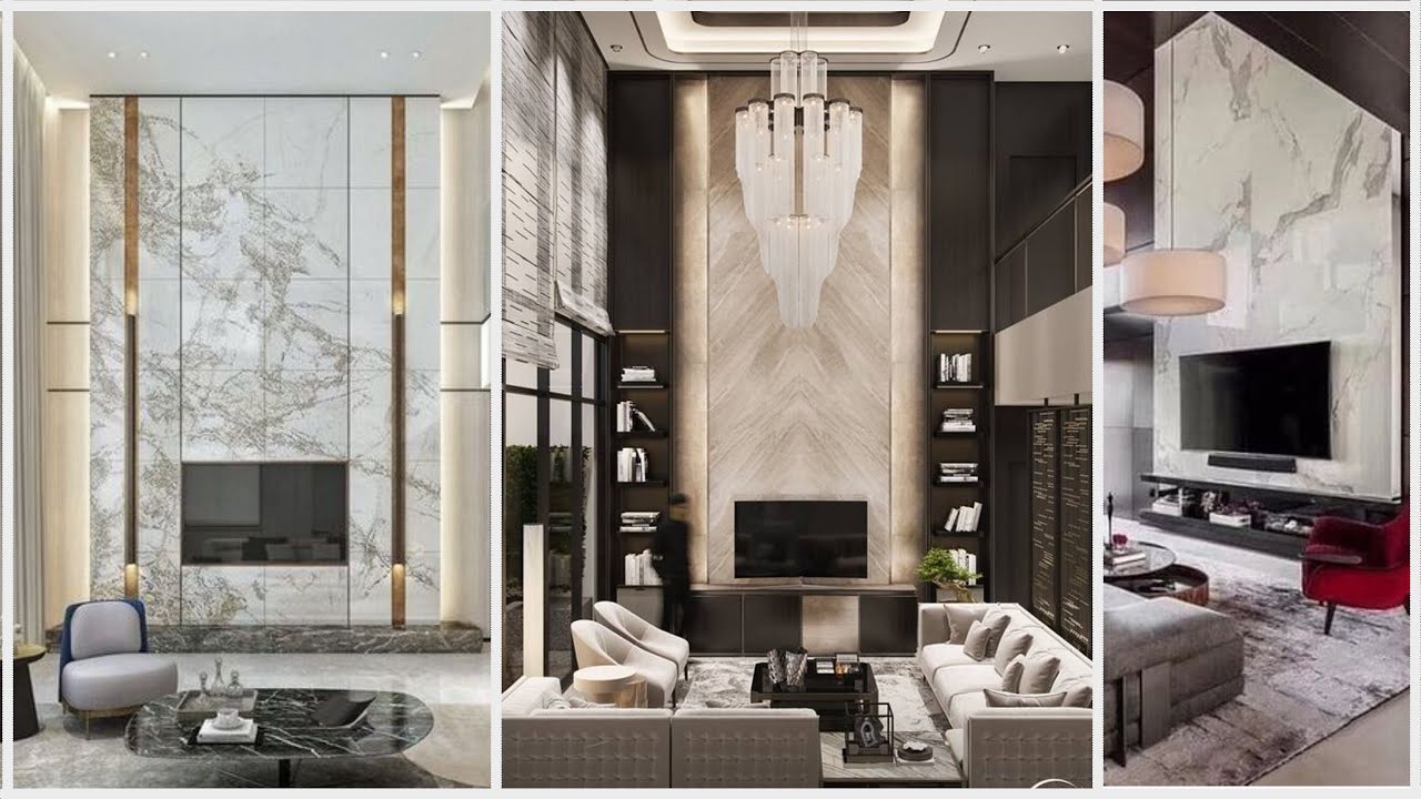 R131 || Modern and Magnificent double height rooms TV wall | TV Unit ...
