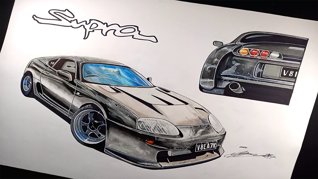 HOW TO : Drawing A Customer`s Toyota Supra - YouTube