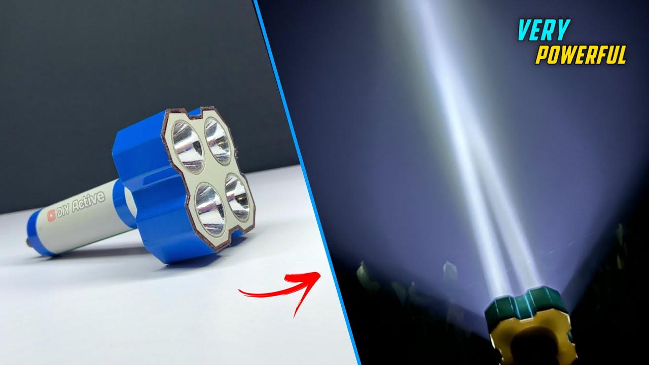 Powerful Hybrid Flashlight ।। how to make powerful torch from pvc pipe ...