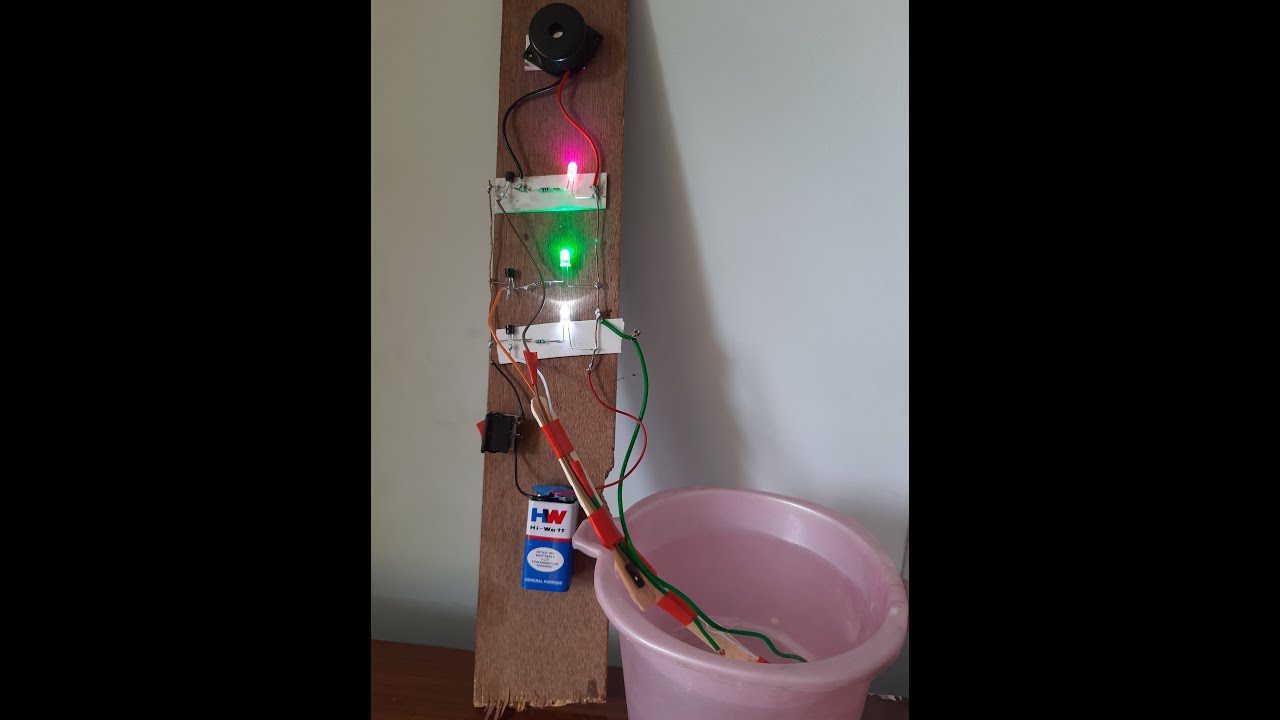 Water Overflow Alarm System using Transistor (BC-547) - YouTube