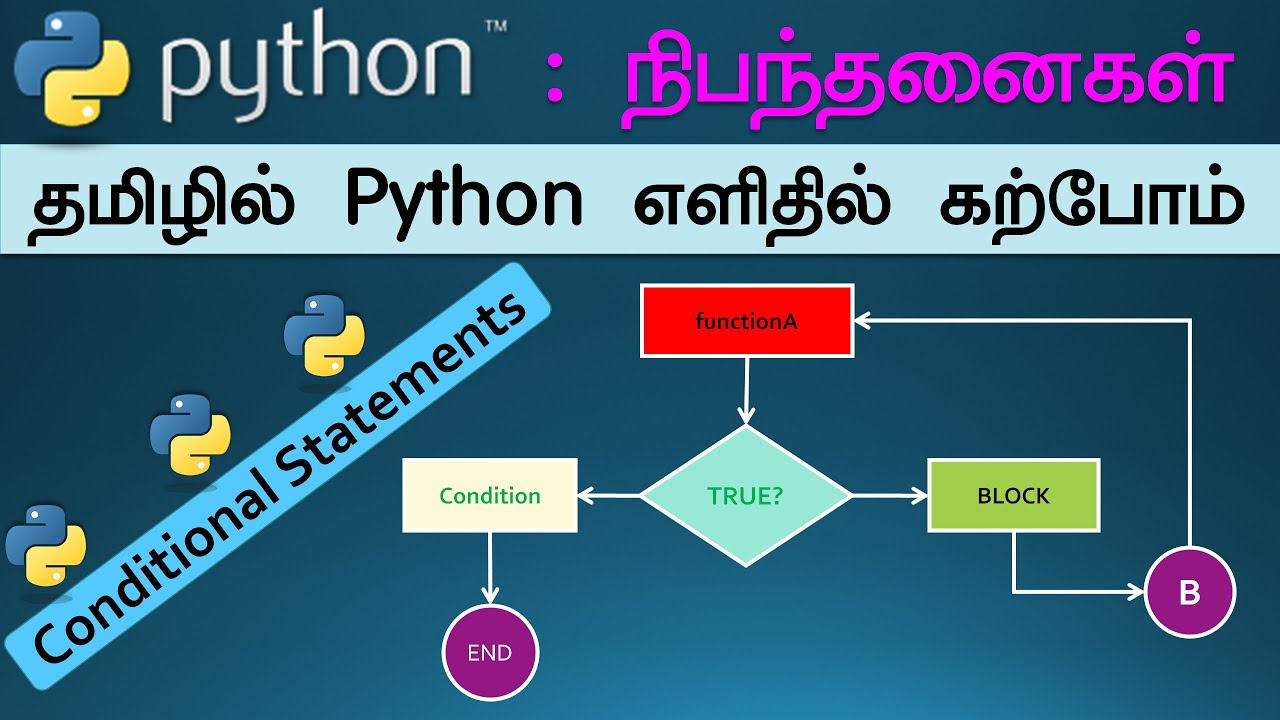 Learn Python In Tamil எளிய முறையில் Python கற்போம் நிபந்தனைகள்