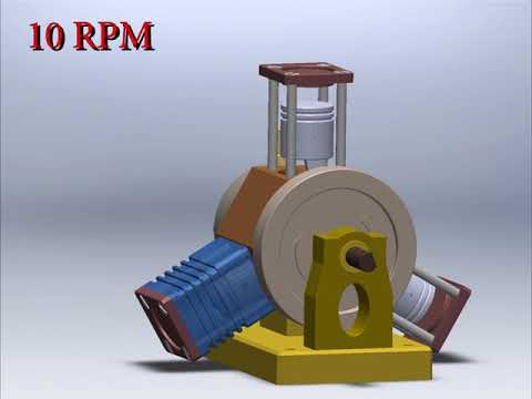 3 Cylinder Radial Engine animation video - YouTube