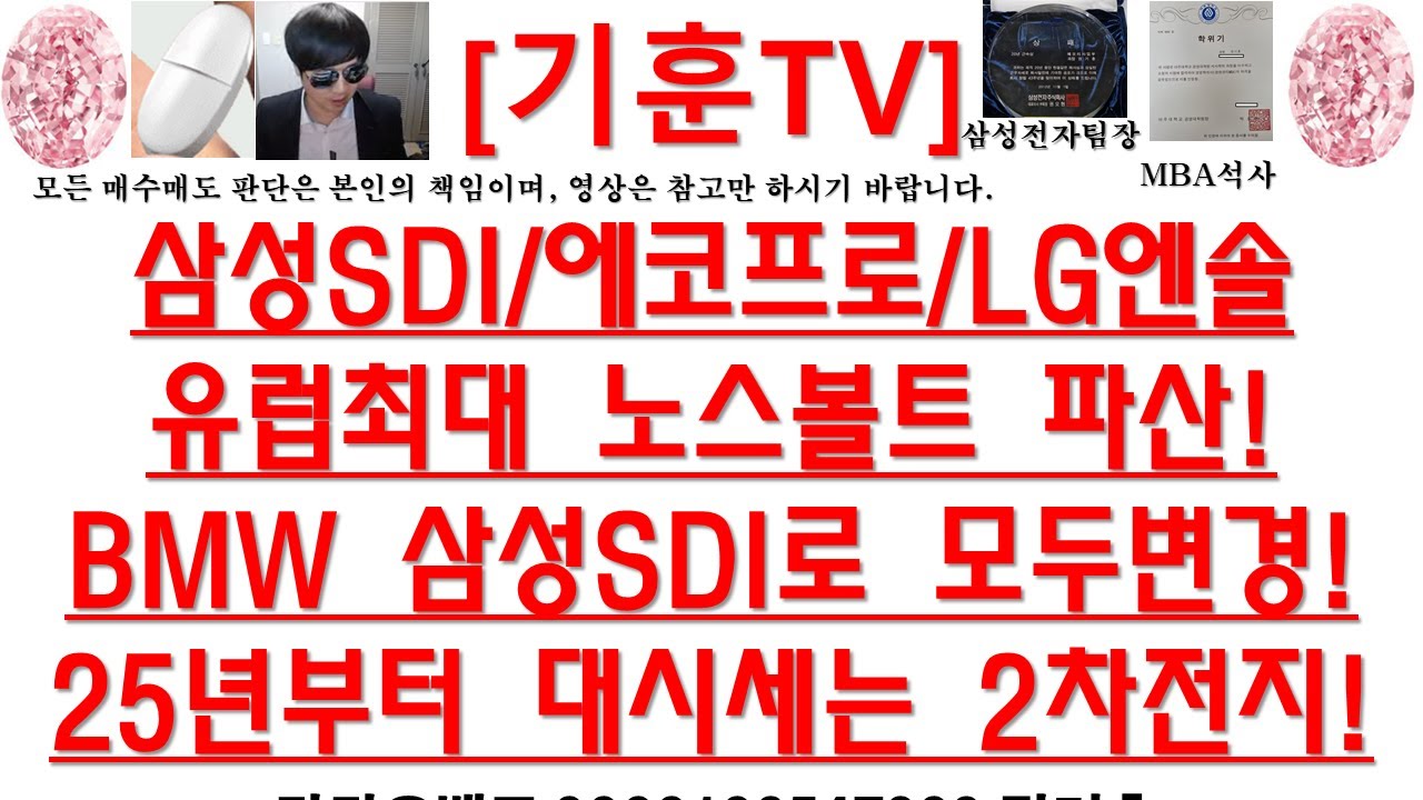 [주식투자]삼성SDI(삼성SDI/에코프로/LG엔솔유럽최대 노스볼트 파산!BMW 삼성SDI로 모두변경!25년부터 대시세는 2차전지!) - YouTube