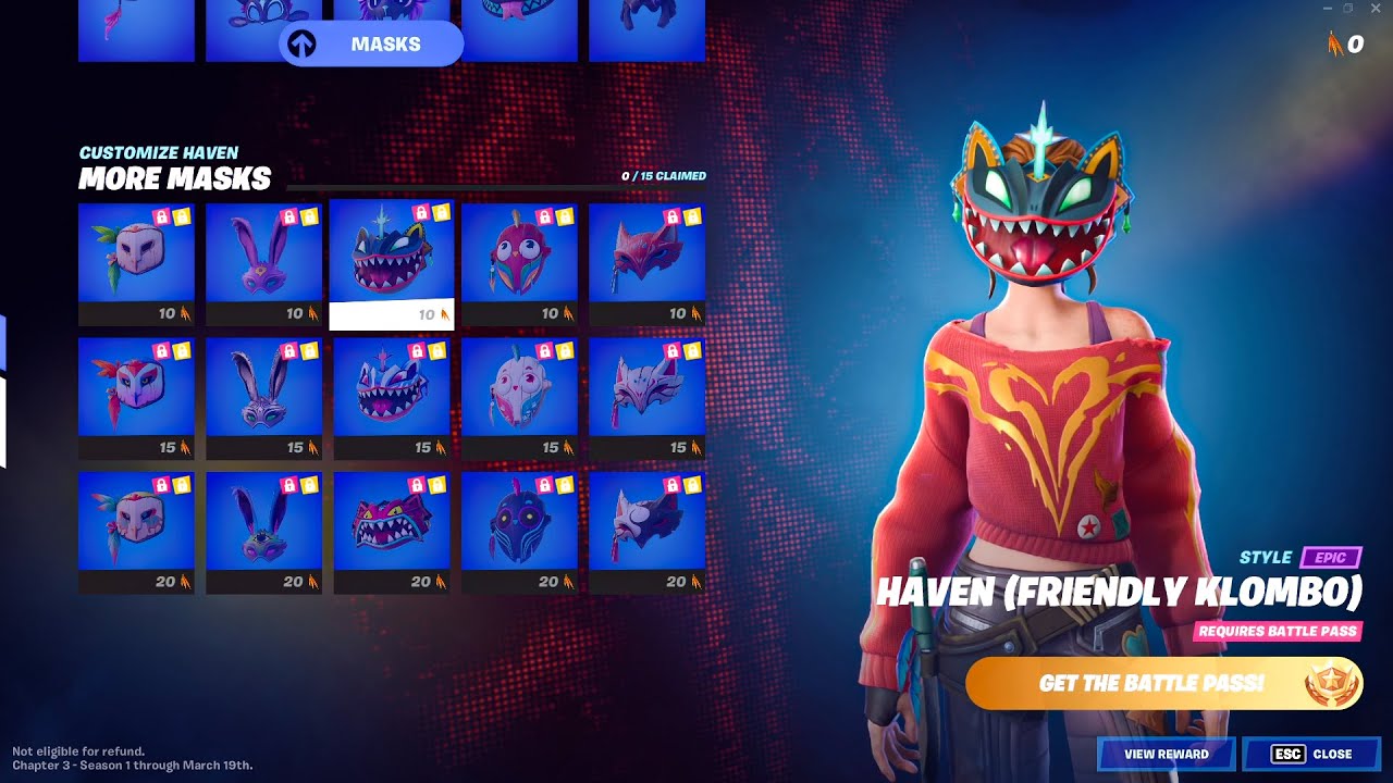 All 30 Haven's MASK STYLES in Fortnite Chapter 3 Season 1 - YouTube