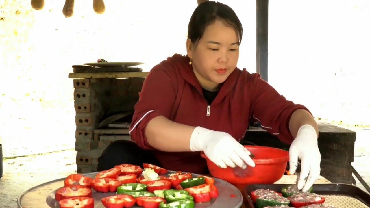 How to make steamed bell peppers - purple sugarcane, wild bamboo shoots ...