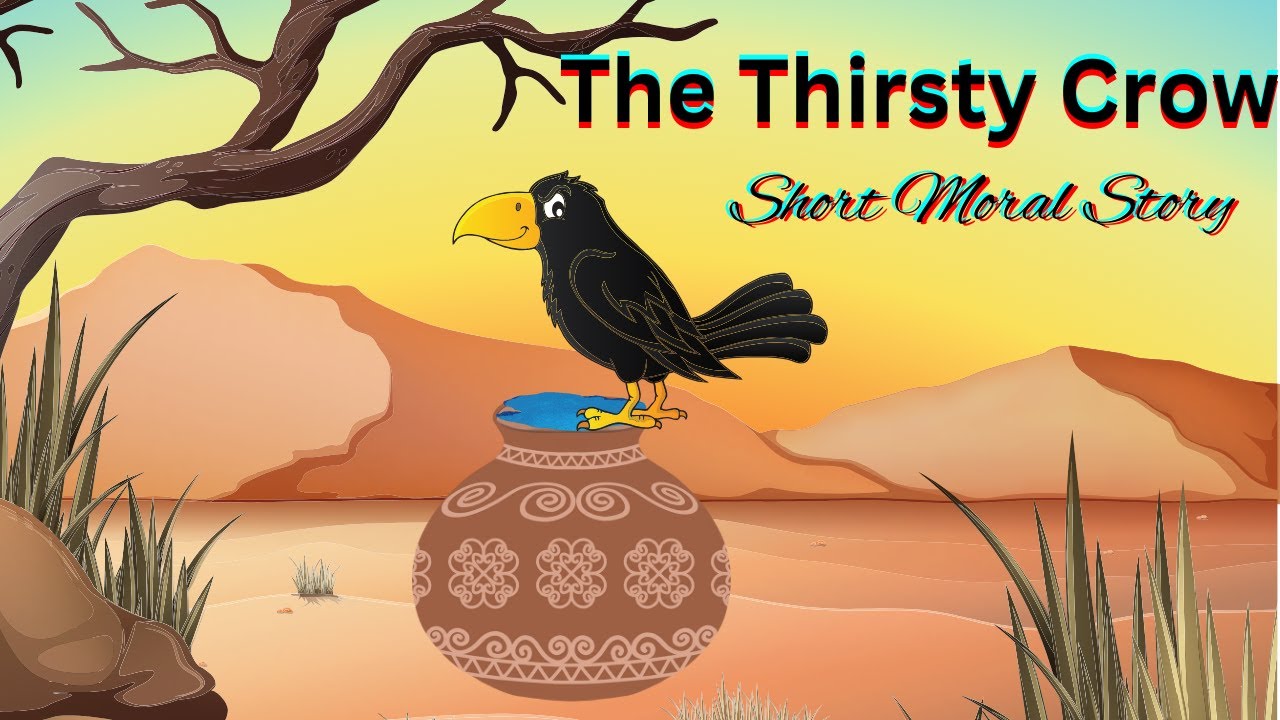 The Thirsty Crow story| Moral stories for kids| Short Story| learning ...
