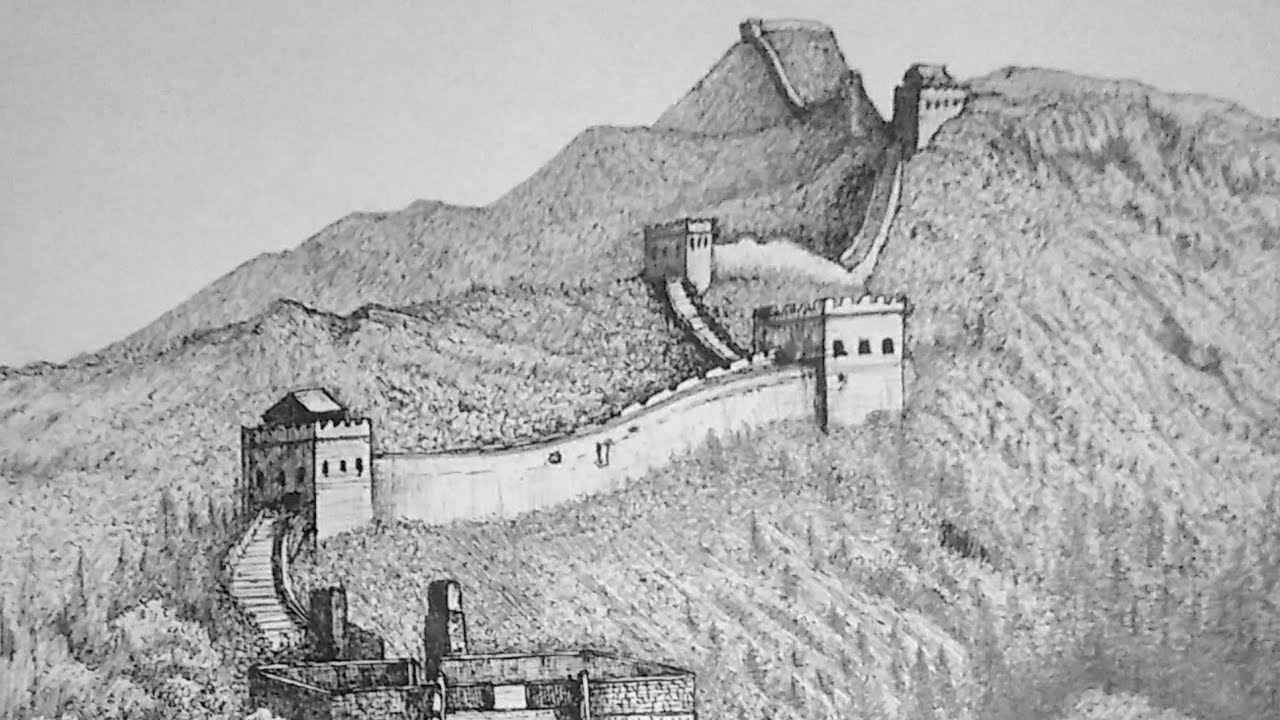 The Great Wall Of China Drawing Steps Perspective Drawing. How To Draw