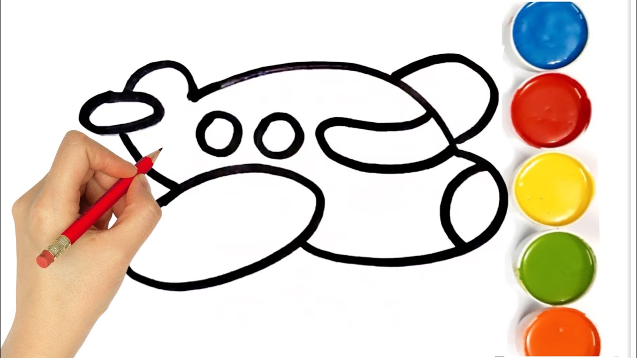 How to draw Big Airplane -Colouring for Kids & Toddlers |Draw, Paint ...