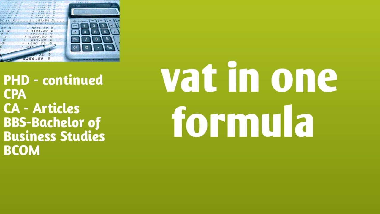 vat in one formula - YouTube
